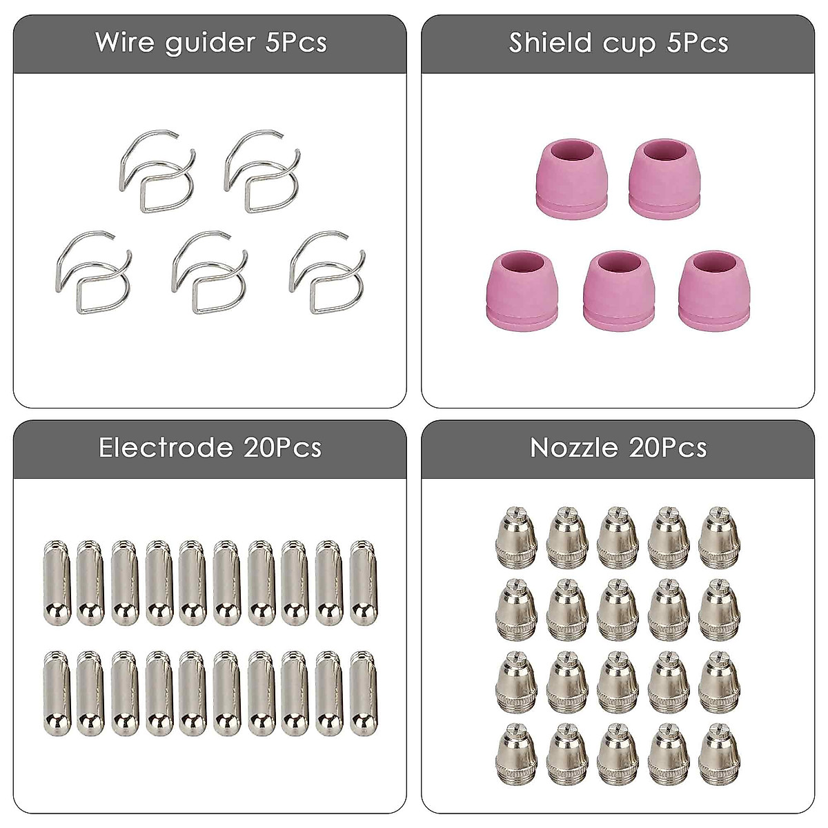 Hynade Plasma Cutter Torch Consumables, AG60P Consumables Pilot Arc Cutting Torch Tip Nozzles AG60P AG60 Plasma Torch Consumables for HYC50DP, CUT50H, PLC50DP Plasma Cutter 50 PCS(AG60 parts)
