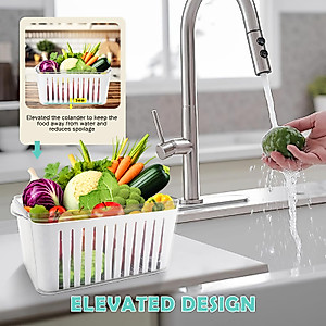 OZEPLASC Fruit Containers for Refrigerator 3 Pack Large Food Storage Container with Removable Colander Alright Fruit Vegetable Storage Saver Container for Fridge White