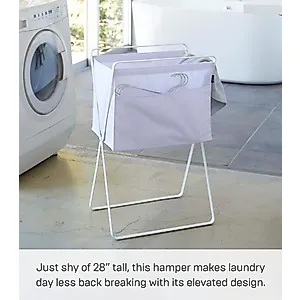 Yamazaki Home Tower Space Saving Storage Hamper, 27.6" - Steel - 9.8 Gallons, 35 Liters