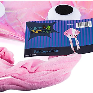 Funny Party Hats Squid Hat - Funny Fun and Crazy Hats in Many Styles (Shiny Pink Squid Hat)