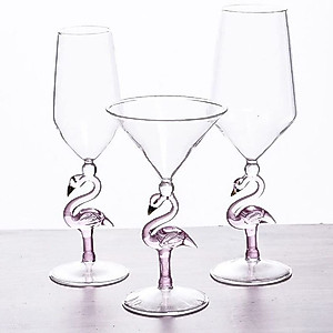 VICASKY Bar Cocktail Glass Pink Flamingo Cocktail Goblet Glass Cool Tableware Unique Bar Wine Housewares Durable Acrylic Flamingo Wine Glass Pink Flamingo Cocktail Glass
