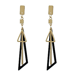 KaFu Fashion Simple Metal Triangle Dangle Earrings Vintage multilayer Geometric Dangle Drop Earrings Lightweight Statement Earrings for Women (black)