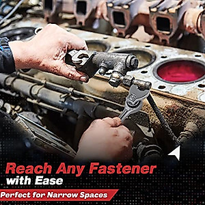 Crows Foot Wrench Set (Metric) Easily Access Hard-To-Reach Areas, Ideal for Tight Spaces, Great for Automotive Repair Work - Includes Sizes: From 10MM to 24MM - 10-Piece Kit With Clip-on Organizer