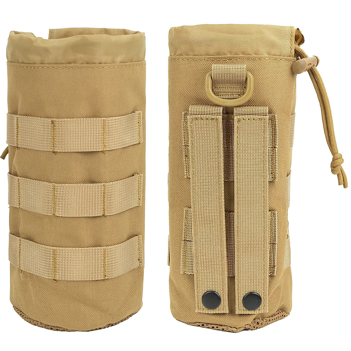 LOOGU Sports Water Bottle Pouch Bag, Molle Water Bottle Holder with Drawstring Open Top & Mesh Bottom, Travel Mesh Water Bottle Bag Tactical Hydration Carrier