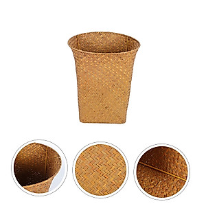 Cabilock Blanket Round Woven Waste Paper Bin:Paper Wastebasket Garbage Container Bin Rubbish Basket Natural Wastebasket Garbage Bin for Bathroom Essentials Storage Cubes Storage Cubes