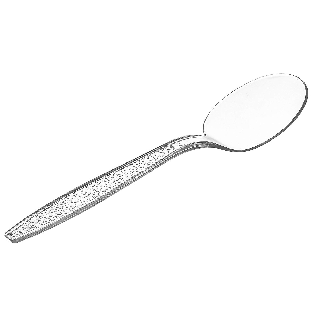 Comfy Package, [100 Pack] Heavyweight Disposable Clear Plastic Soup Spoons - Engraved Design