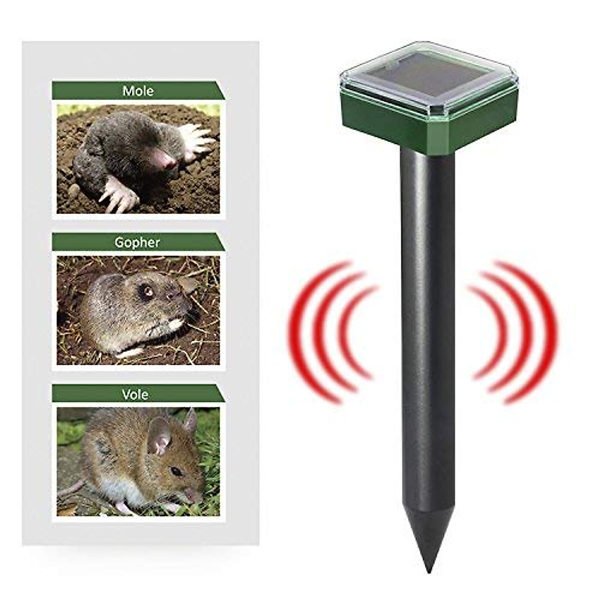 LIGHTSMAX Mole Repellent Mole Repeller Solar Powered Gopher Repellent Ultrasonic Vole Repellant Gopher Repellent Rodent Deterrent No Mole Traps Killer Harm to Your Lawn Yard (8)