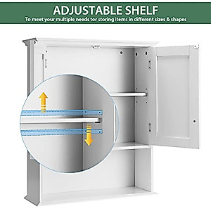 Bathroom Wall Cabinet Mounted with 2 Doors and Adjustable Shelves, 24" x 28" Wooden Medicine Cabinet Over Toilet Storage Wall Hanging Cabinets for Bathroom Bedroom Kitchen Laundry Room