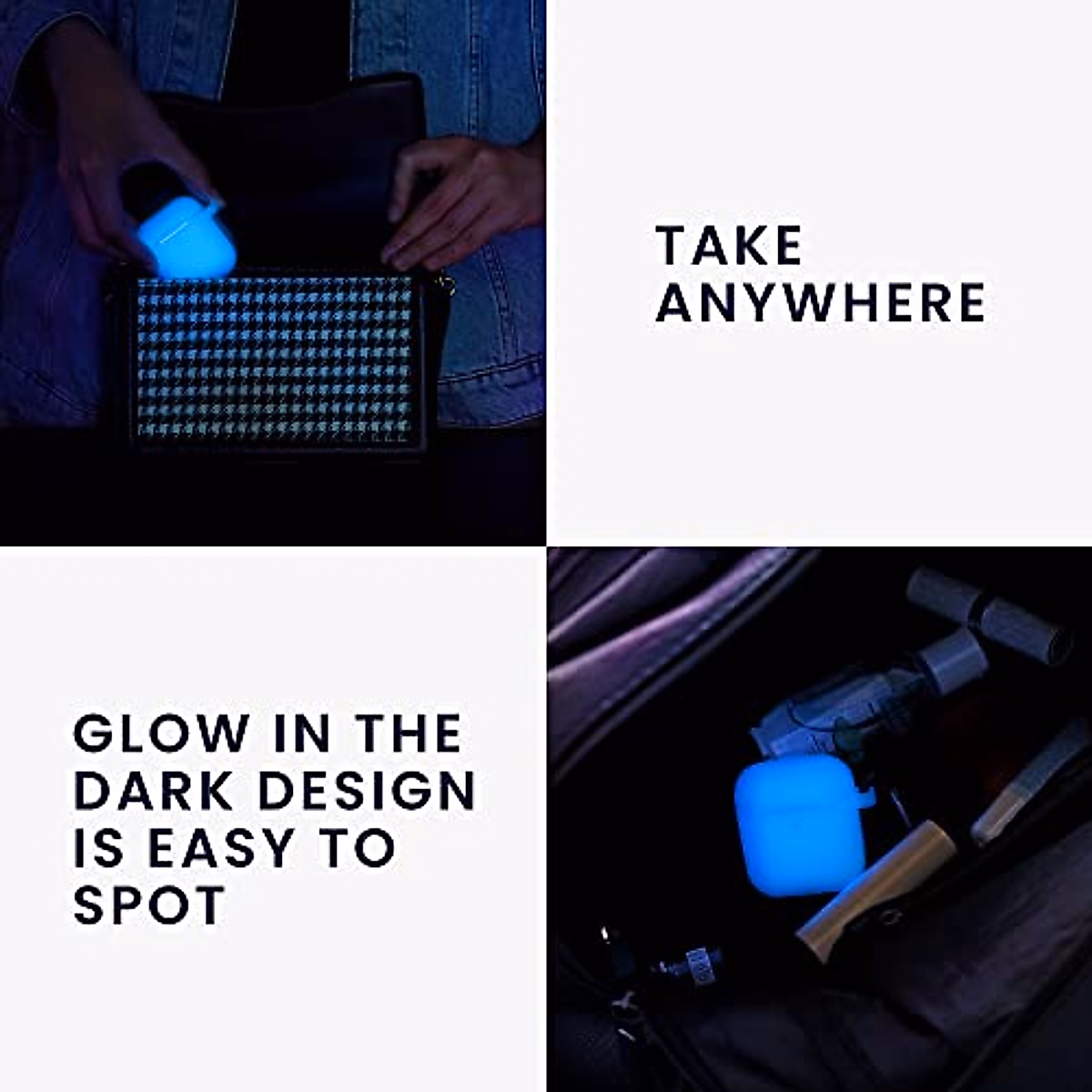 kwmobile - Case Compatible with Apple Airpods Pro - Case Glow in The Dark Cover Made of Silicone - Orange