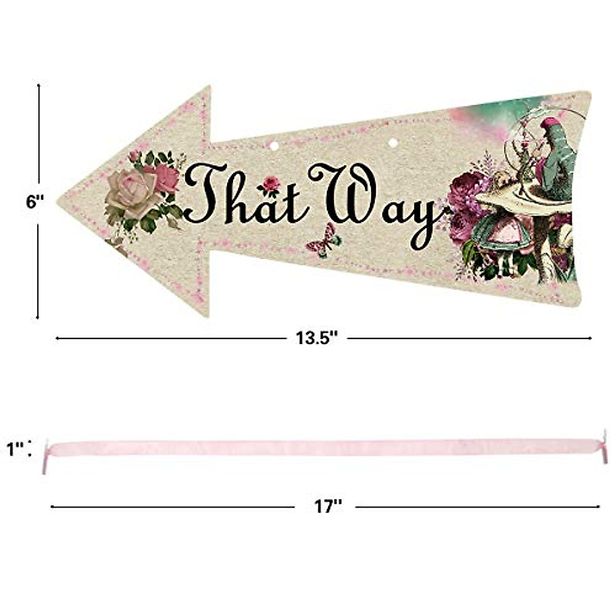 Truly Alice Arrow Hanging Signs Cutouts for Tea Party Decoration 10 Pcs