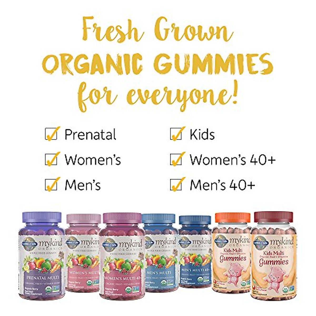 Garden of Life mykind Organics Kids Gummy Vitamins - Fruit - Certified Organic, Non-GMO & Vegan Complete Children's Multi - B12, C & D3 - Gluten, Soy & Dairy Free, 120 Real Fruit Chew Gummies