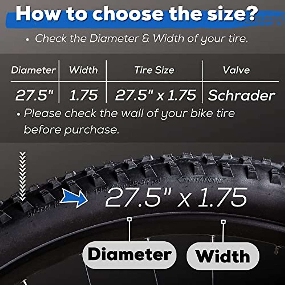 Corki Cycles Bike Inner Tubes 27.5" x 1.75/1.95/2.0/2.1/2.125 Schrader Valve 32mm 2 Pack