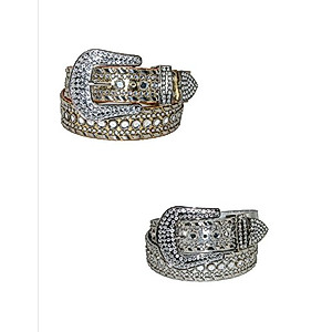 CTM® Women's 1 1/2 Inch Western Rhinestone Belt (Plus Size Available), 2XL, Black