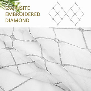 Top Finel White Kitchen Sheer Curtains Valances 18 Inch Length Embroidered Rod Pocket Small Window Curtains for Basement Bathroom, Set of 2