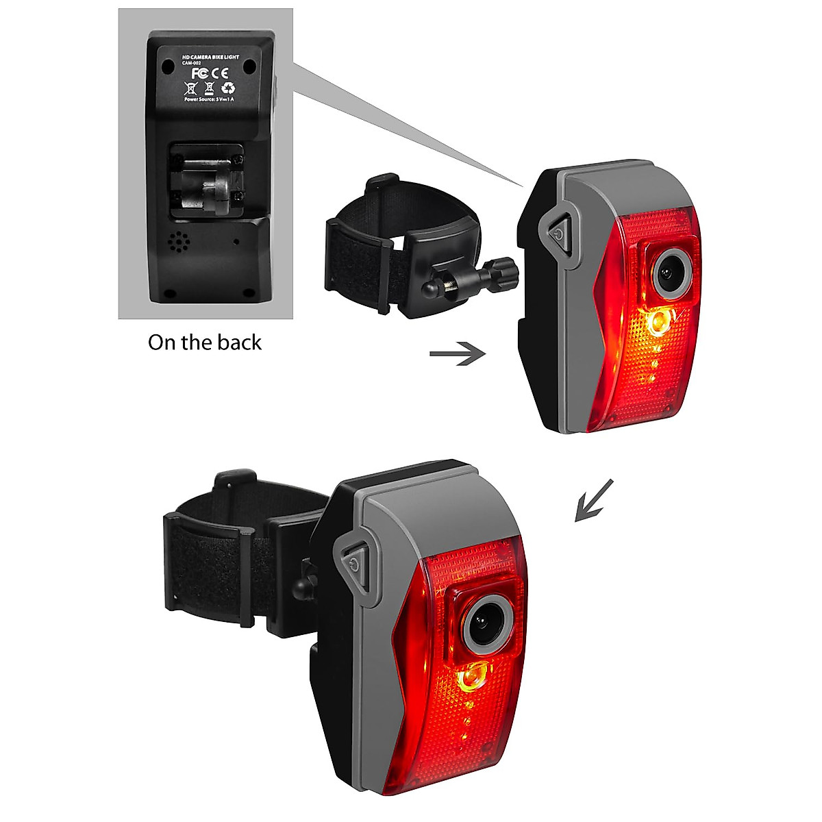 SYNAGY Rear Bike Light Camera Combo, 1080P Full HD, 32GB Memory Card Included, Built-in Rechargeable Battery, Rear Cycling Camera with Tail Light