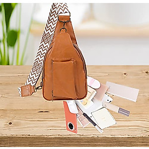 TINVSKQQKJ Women's Chest Sling Bag with guitar strap Crossbody Sling Backpack with pockets For Cycling Hiking travel…