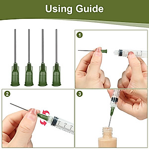 Shintop Dispensing Needle, 1.5 Inch 14G Blunt Tip Syringe Needles with Luer Lock for Refilling Liquid, Inks and Syringes (Pack of 100, Olive Green)