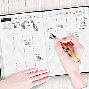 Inamio 24 Hourly Planner 2023 – 24 Hour Planner – Weekly and Monthly Appointment Book 2023 – Hardcover, Japanese Design – Minimalist Teacher Planner, Annual Planner with Time Slots – 6 x 8.5