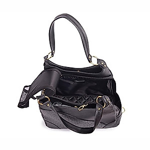 Glield Elegant Embossed Leather Purse Carrier Black for Small Dogs Cats Teddy Poodle Pomeranian 15.3"L x 7.8"W x 8.26"H" PBB02