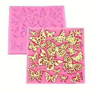 HengKe 2 Pcs Assorted Hollow Butterfly Shape Molds, Fondant Cake Texture Mat, Food Grade Cake Molds,Gum Paste, Fondant, Candy, Icing, Biscuit Decor, Chocolate Bake Ware Baking Tools