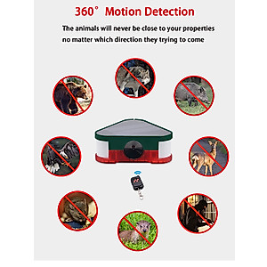 Solar Sound Light Alarm: 360°Motion Alarm Solar Strobe Light with Remote Controller, 129db Siren Sound Motion Detector IP65 Waterproof 4 Work Mode for Home, Farm, Barn, Yard, Chicken (Green+Red)