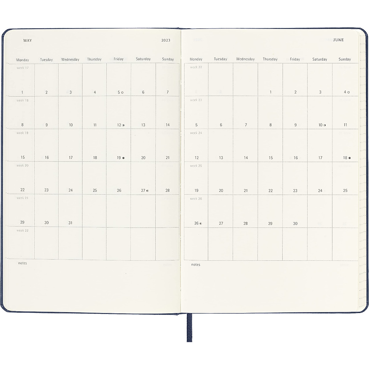 Moleskine Classic 18 Month 2022-2023 Weekly Planner, Hard Cover, Large (5" x 8.25"), Sapphire Blue