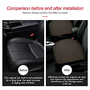 3PCS Set Car Seat Cushion for Front and Back Seat, 3D Soft Linen Breathable Auto Seat Cover, Comfort Non-Slip Rubber Bottom Universal for Most Cars (Black/Gold/3PCS)