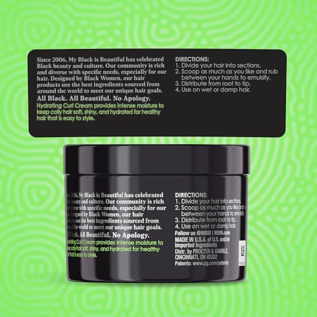 MY BLACK IS BEAUTIFUL Sulfate Free Hydrating Curl Cream for Curly and Coily Hair with Coconut Oil, Honey and Turmeric, 7.6 Fl Oz