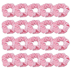 Didder 20 Pcs Pink Velvet Scrunchies, Soft Hair Ties for Women Girls Elastic Bobbles Ropes Scrunchie, Cute Hair Accessories for Daily Use