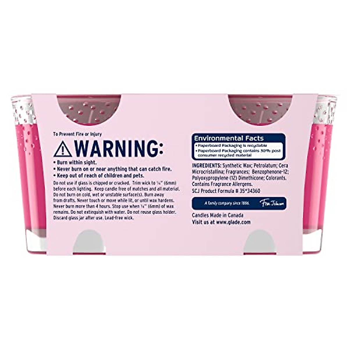 Glade Candle Jar, Air Freshener, Bubbly Berry Splash, 3.4 Oz, 2 Count