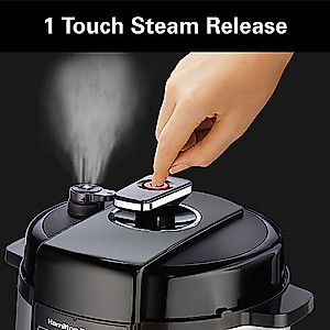 Hamilton Beach 6 Qt Pressure Cooker with Unique Steam Release Button True Slow Cook Technology, Rice, Sauté, Egg and More, 10 Preset Programs (34502), Stainless Steel