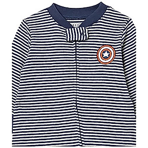 Amazon Essentials Disney | Marvel Baby Boys' Snug-Fit Cotton Pajama Sleepwear Sets, Pack of 2, Marvel Captain America, 3-6 Months