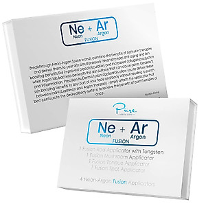 4-Piece Fusion Wand Acessory Set for Nuderma Wands - NuDerma NOT Included - Neon & Argon Fusion Glass applicators for Nuderma – High Frequency Upgraded Fusion Wand Set Compatible with Nuderma Systems