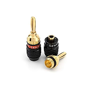 Deadbolt Banana Plugs 6-Pairs by Sewell, Gold Plated Speaker Plugs, Quick Connect, SW-29863-6
