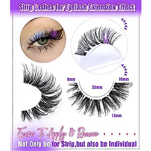 False Lashes Clear Band Eyelashes Natural Cat Eye Lashes Wispy Fake Eyelashes 16mm Fluffy Mink Lashes Pack 7 Pairs by Yawamica
