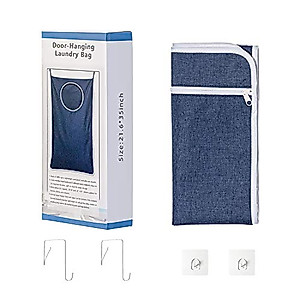 SAVERHO Large Hanging Laundry Hamper Bag, Waterproof Door Laundry Hamper for Dirty Clothes Larg Size 35X22inch Hanging Laundry Bag(Blue-2Pack)