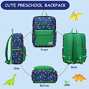 Kasqo Kids Backpack, Lightweight Water Resistant Preschool Rucksack for Little Boys and Girls with Water Bottle Pockets (Green)