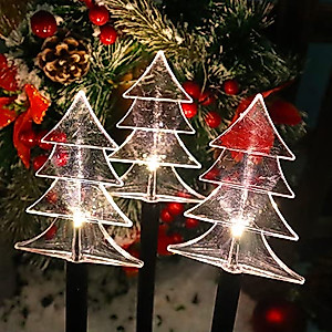 JOINTWIN Christmas Tree Led Pathway Lights Battery Operated with Timer Function for Lawn Yard Walkway Garden Decor Christmas Home Decoration Warm White Landscape Light - 5 Pack