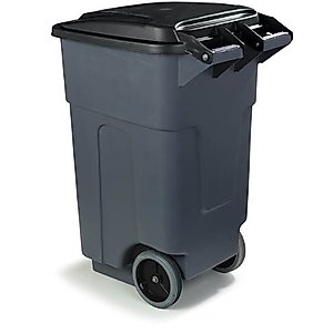 Carlisle FoodService Products 34505023 Polyethylene Rolling Container, 50 Gallon Capacity, 21" x 34" Length x 21" x 34" Width x 38-1/4" x 34" Height, Gray (Pack of 2)