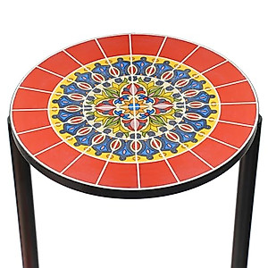 THE NEXT GARDENER.COM 3 Tier Indoor Plant Stand, Corner Outdoor Flower Shelf with 10" Ceramic Tile Tabletop, Tall Metal Planter Holder Rack, Plants Display Organizer for Living Room, Patio Garden