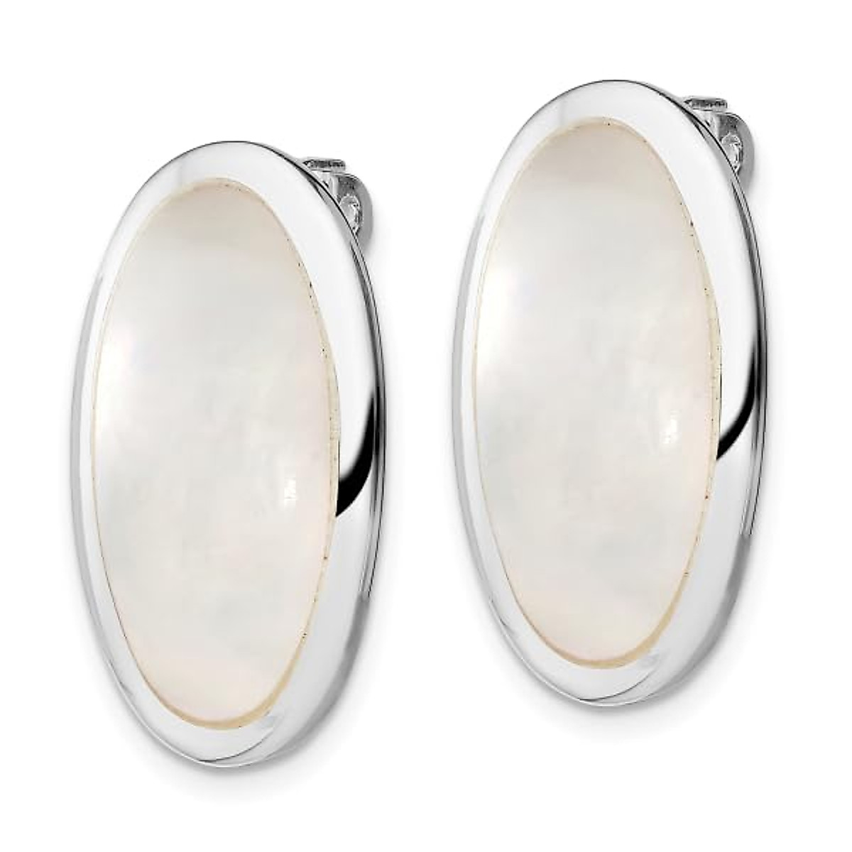 925 Sterling Silver Mother of Pearl Oval Non Pierced Clip On Earrings