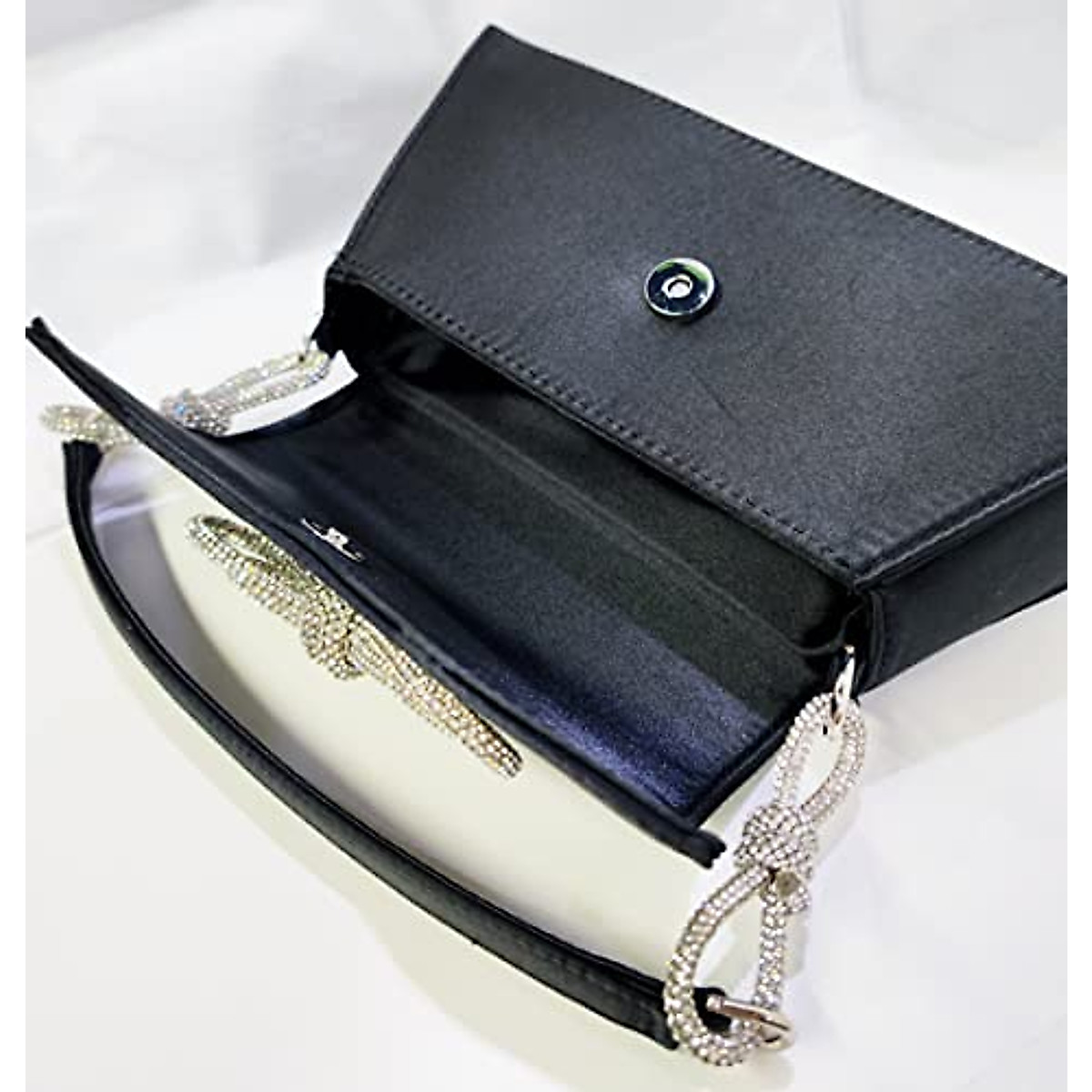 Double Bow Rhinestone Evening Handbag for Women Mini Hobo Bag Tote Bag Elegant Purses for Wedding Travel Party