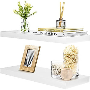 Sorbus Floating Shelf Large 24 x 9 - Hanging Wall Shelves Decoration — Perfect Trophy Display, Photo Frames — Extra Long 24 Inch (White)