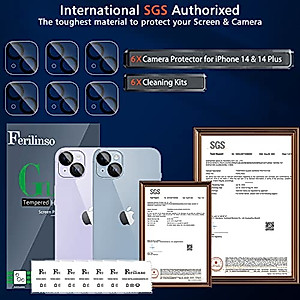 Ferilinso for iPhone 14 iPhone 14 Plus Camera Lens Protector for iPhone 13 13 Mini Camera Lens Protector Accessories CAmerA Cover 9H GlaSs Unbreakable PRotection Case
