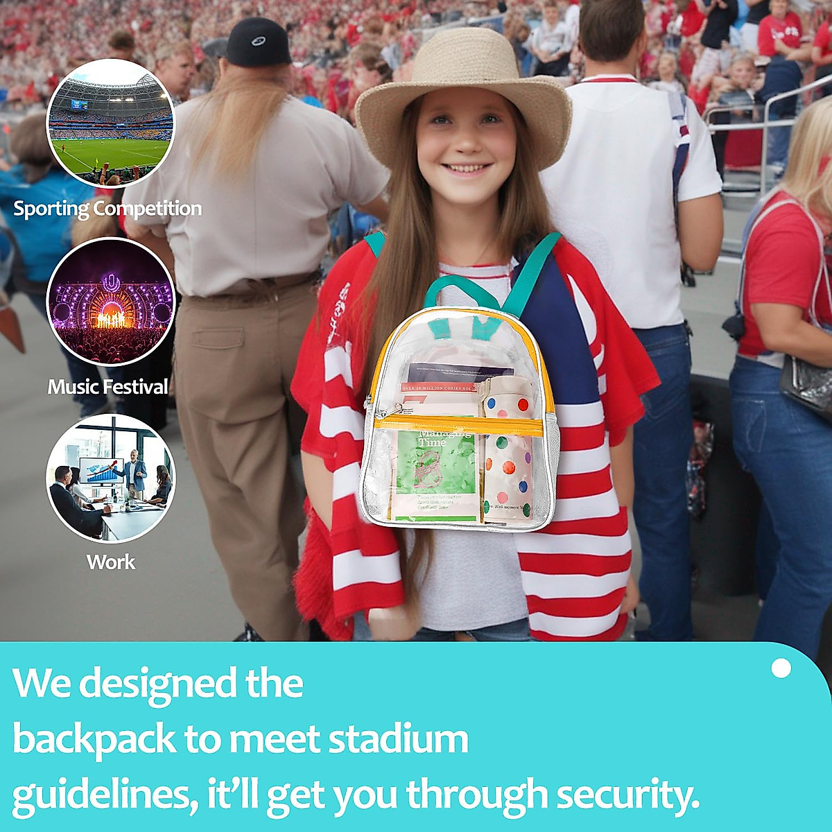 emissary Clear Backpack Stadium Approved, Heavy Duty Clear Backpacks For School, Clear Bookbag For School, See Through Backpack, Clear Plastic Backpack, Clear Concert Backpack, Transparent Backpack