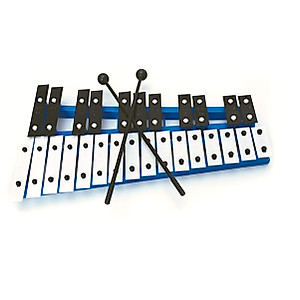 Professional Blue Plastic Soprano Glockenspiel Xylophone with 27 Metal Keys & Notes Engraved into Keys - Includes 2 Plastic Beaters