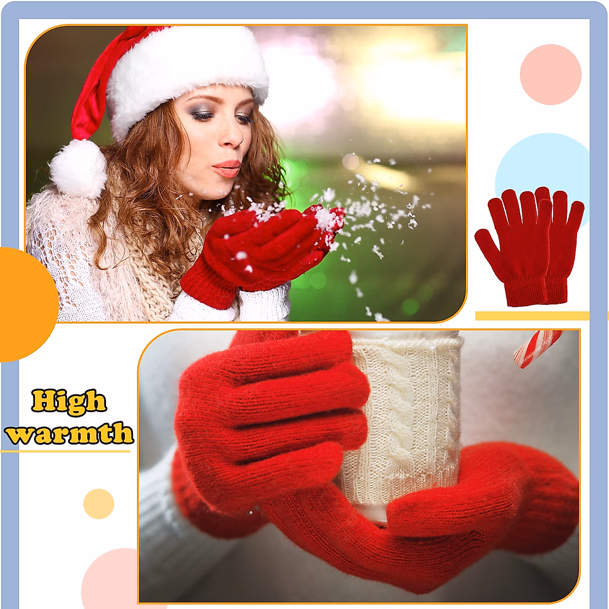 Haysandy 48 Pairs Winter Gloves Bulk Warm Winter Knit Gloves Soft Stretchy Gloves Pack for Unisex Adult Men Women Homeless Supplies Christmas Gift, 5 Colors