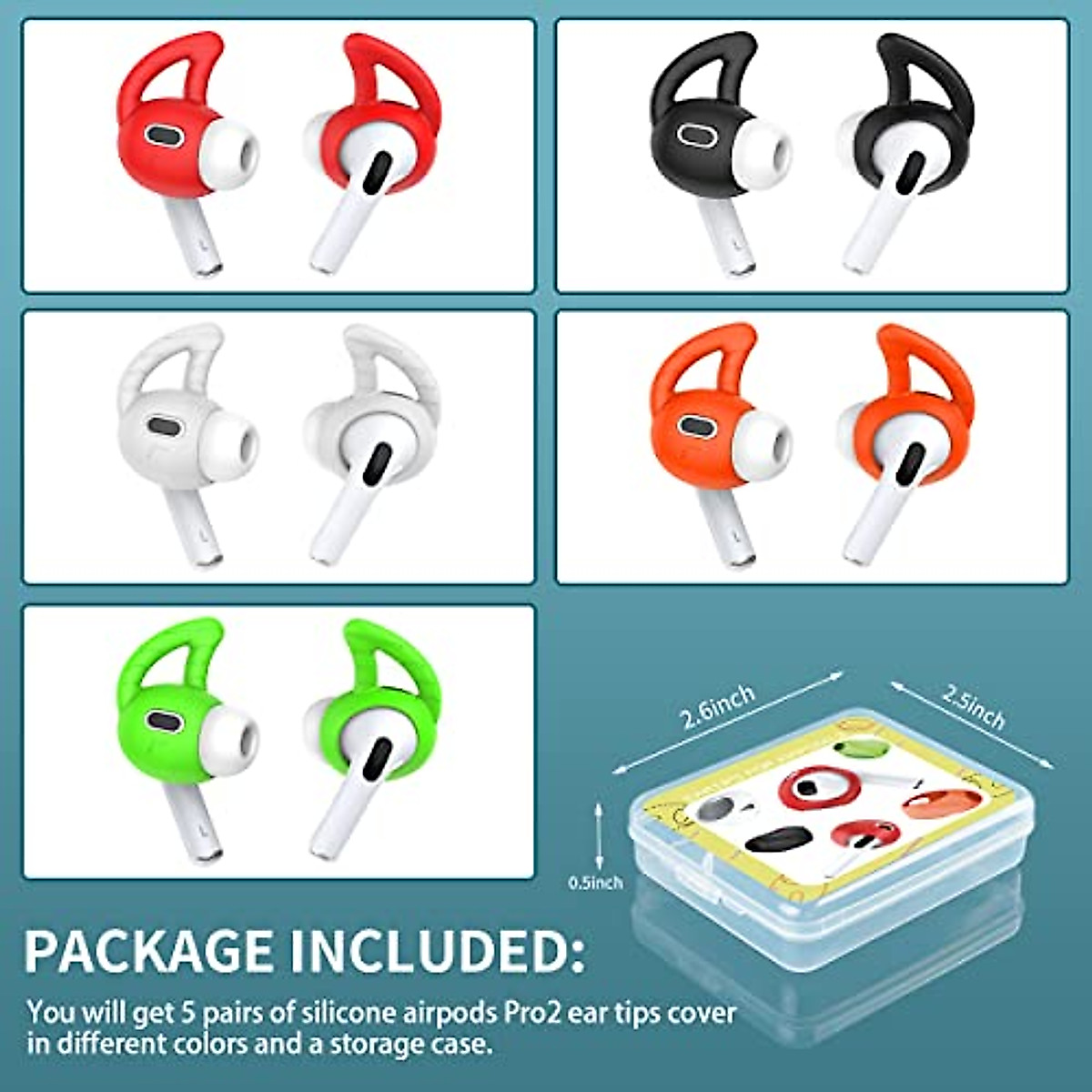 (5 Pairs) Ear Hooks for AirPods Pro 2, Silicone Anti Slip AirPods Pro 2 Ear Hook Accessories for Apple AirPods Pro 2nd Generation 2022【NOT Fit in Case】