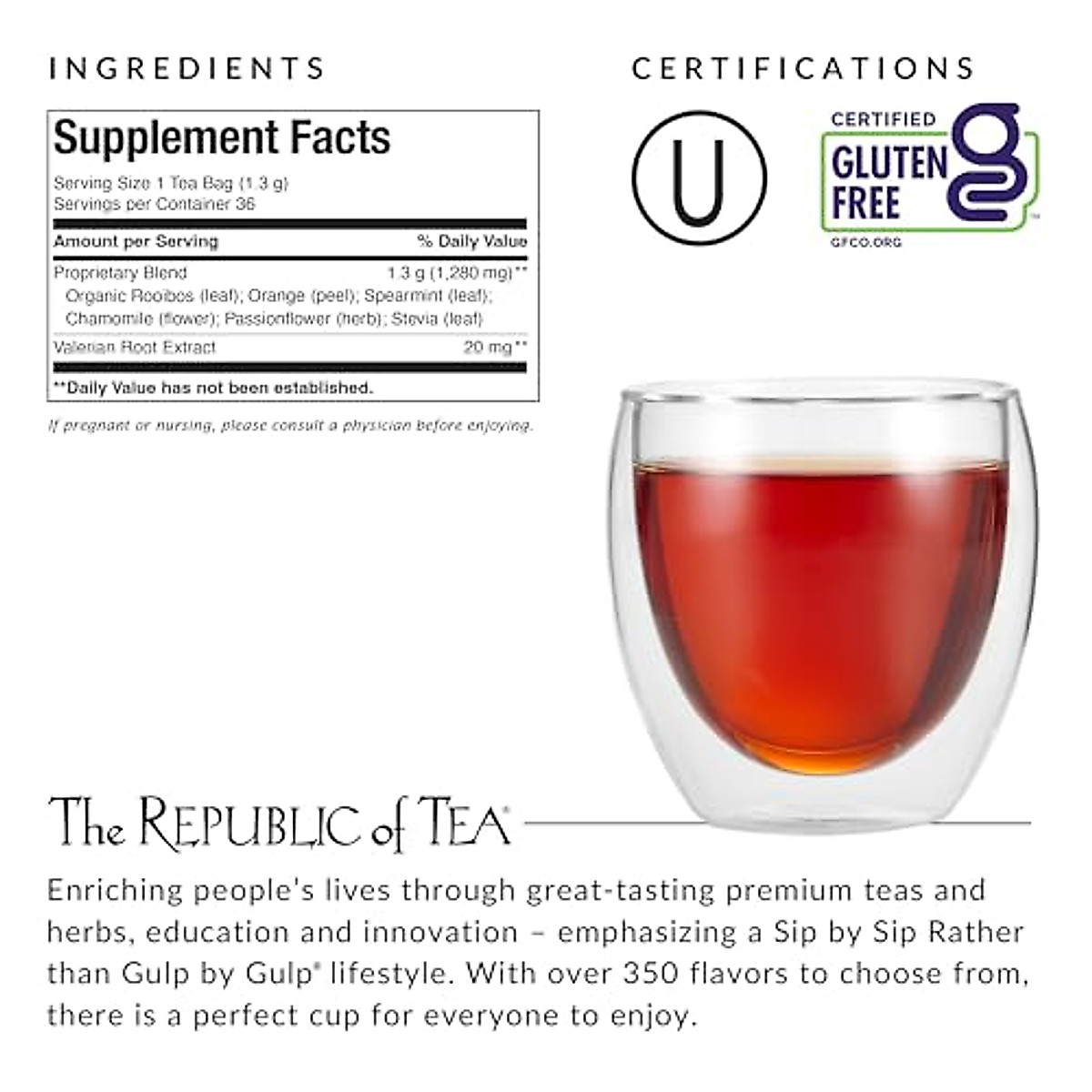 The Republic of Tea, Get Some Zzz’s – No. 5 Herb Tea for Rest, No Caffeine, 36 Tea Bags