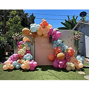 Dusty Pink Balloon Garland Boho Balloons Pastel Balloon Arch Kit Latex Thick 18/12/5in Blue Brown White Sand Balloon Set For Bridal Shower Girl Birthday Baby Shower Bachelorette Party Decorations